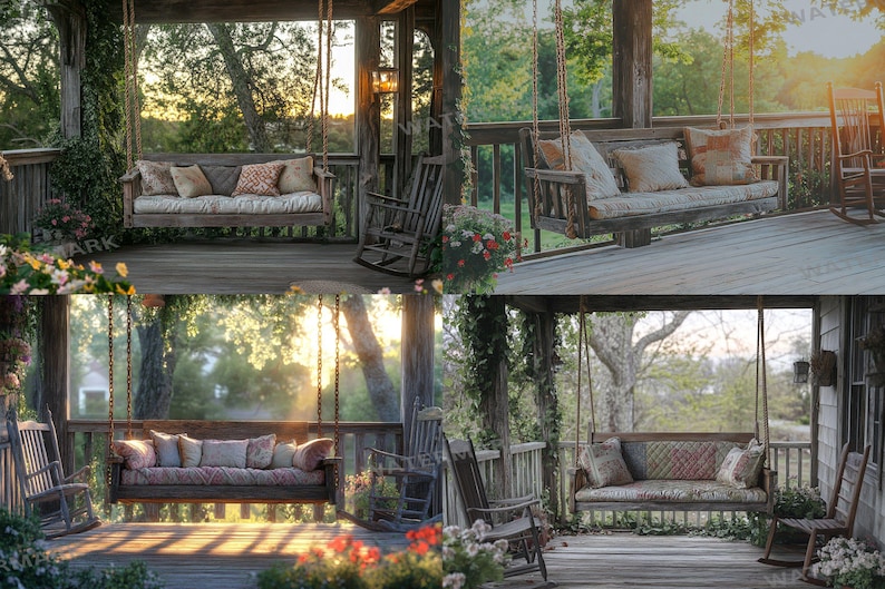 Vintage Porch Swing Digital Backdrop - Rustic Photography Background ...