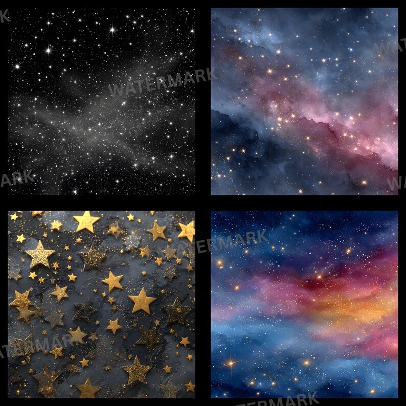 Celestial Stars Digital Backdrop, Magical Night Sky Background for ...