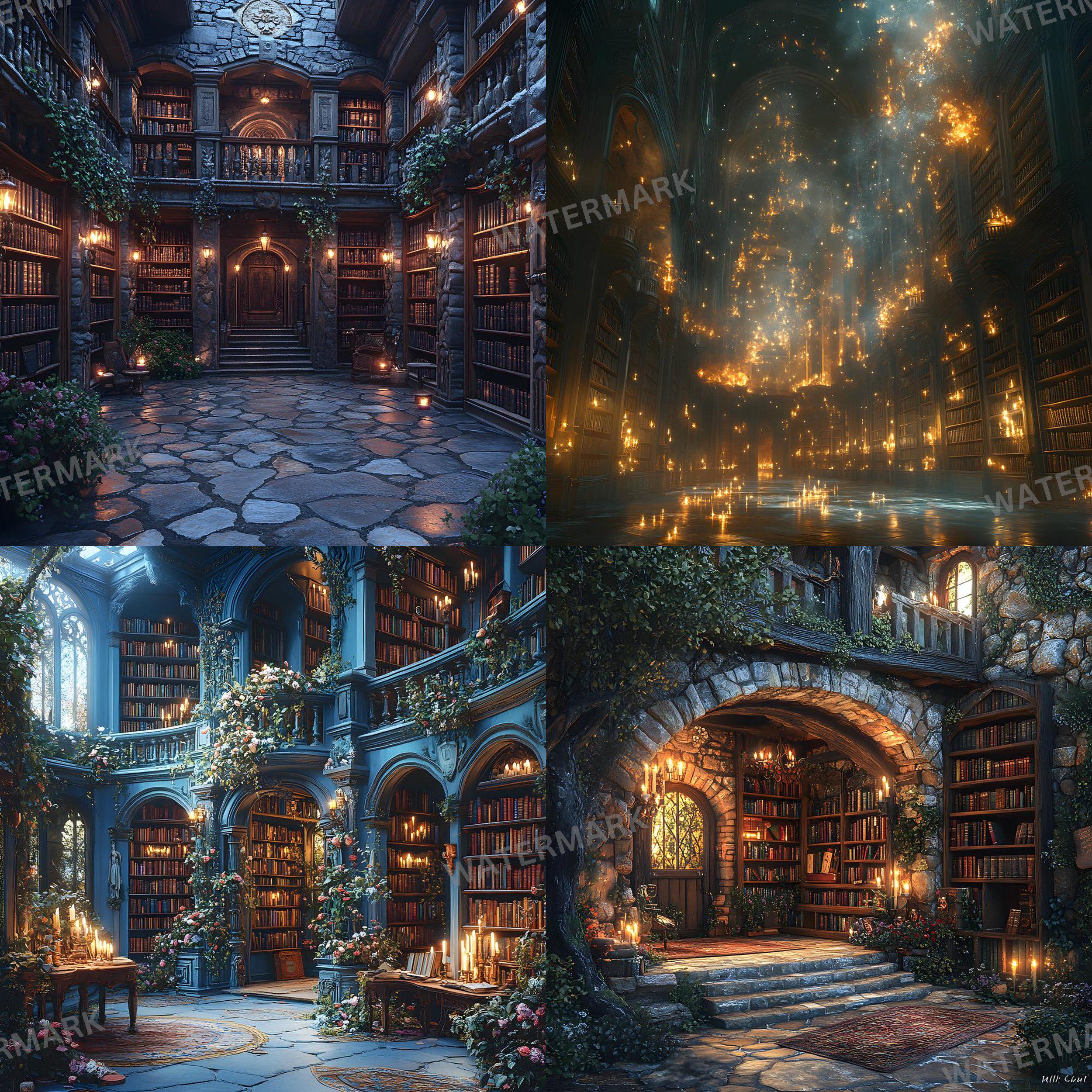20 Enchanted Library Backdrops - Magical Backgrounds, Photoshop, Master ...