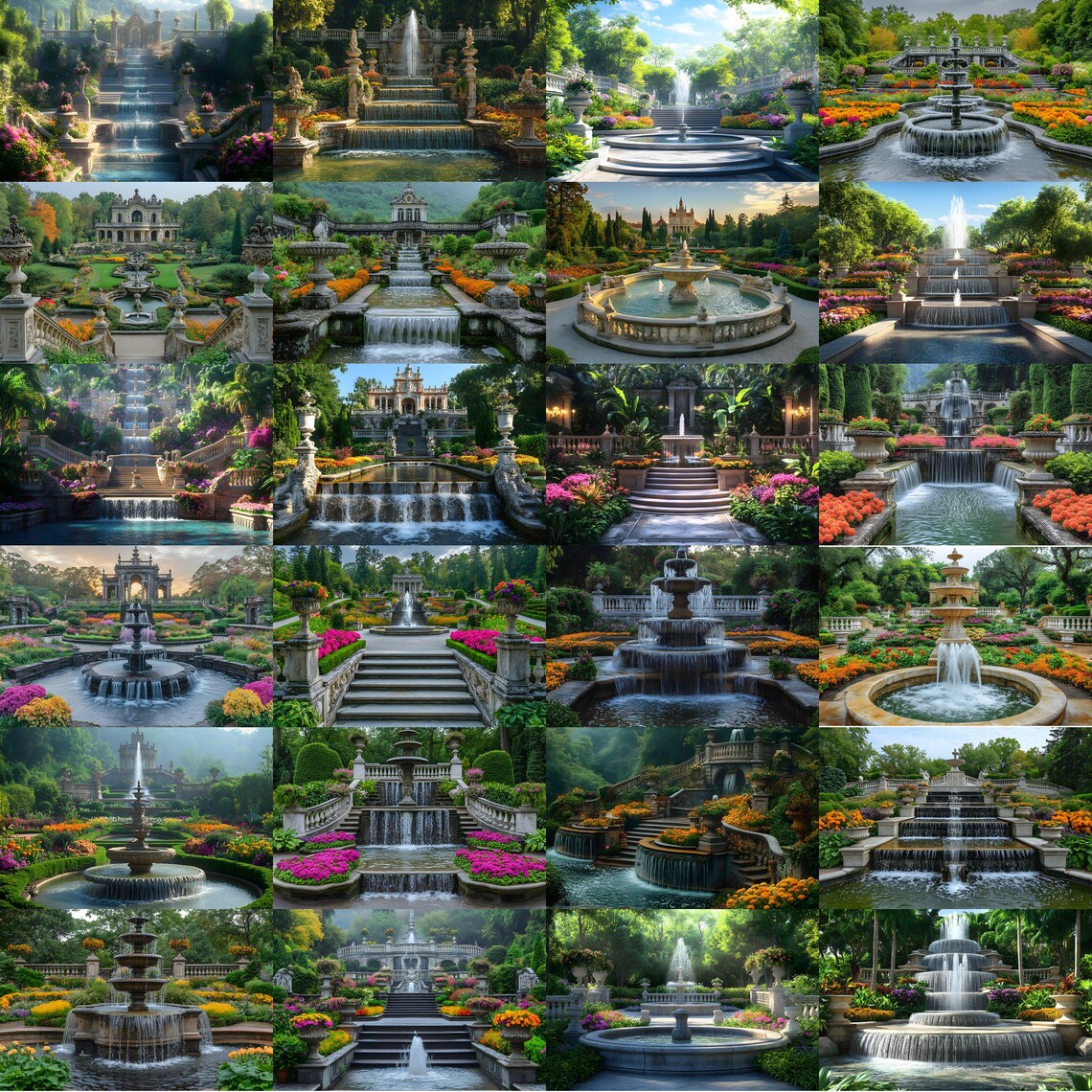Grand Baroque Garden Digital Backdrop, Photography Background, Ornate ...
