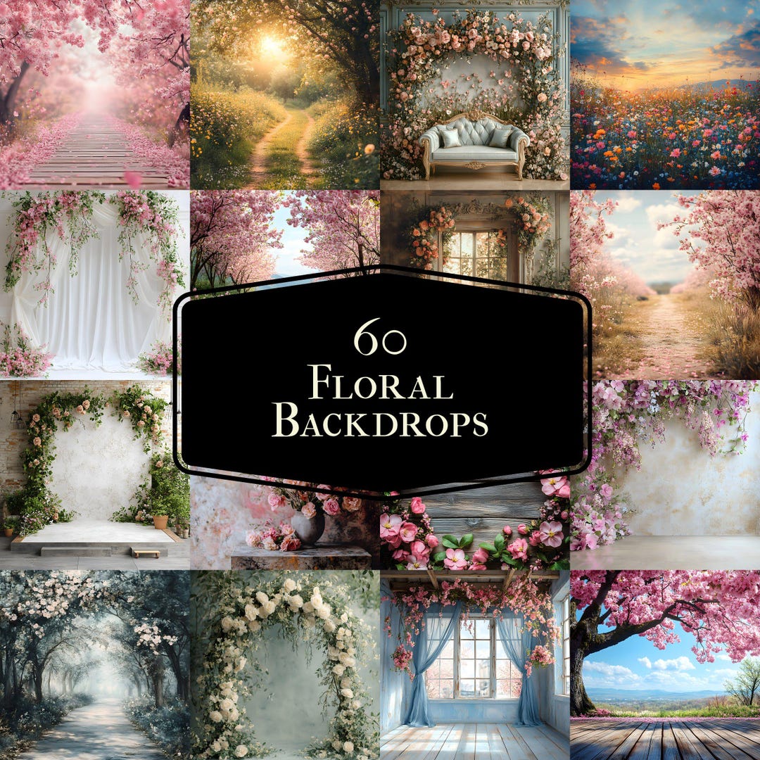 60 Floral Backdrops | Digital Photography Backgrounds | Assorted Flower ...