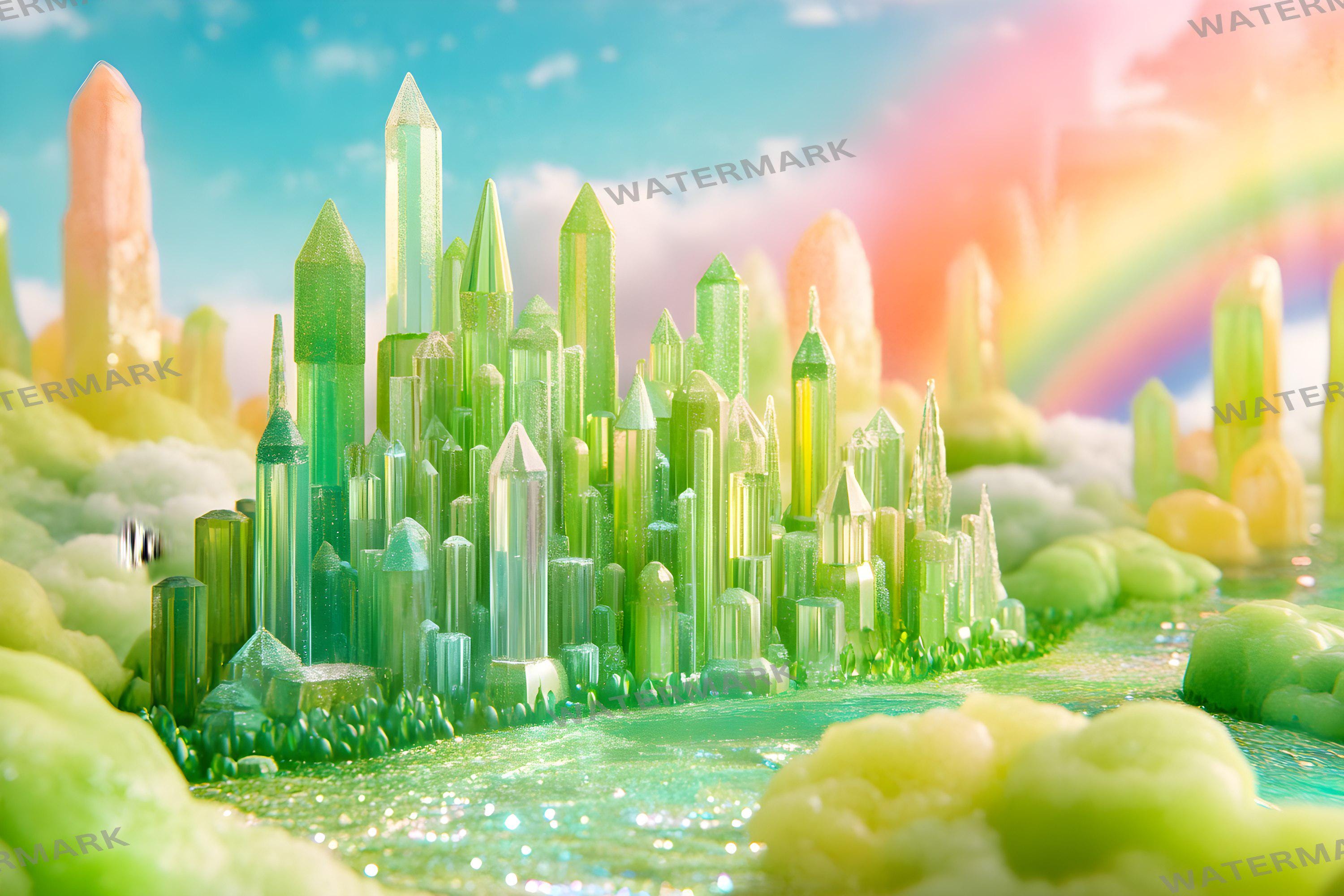 Emerald City Wizard of Oz Digital Backgrounds | Fantasy Green Cityscape ...