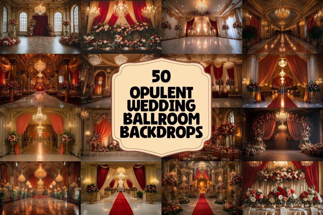 Opulent Wedding Ballroom Backdrops | 50 Digital Jpgs (6000x4000) - Etsy