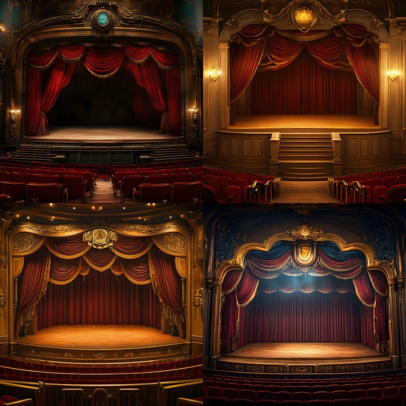 Opulent Opera House Digital Backdrop, Grand Theater Background for ...