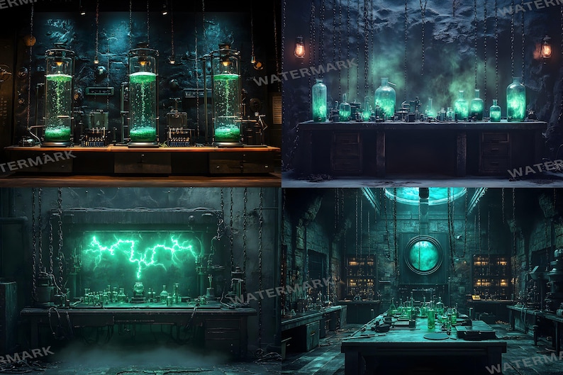 Mad Scientist Lab Backdrop, Dark Science Laboratory, Gothic Alchemy ...