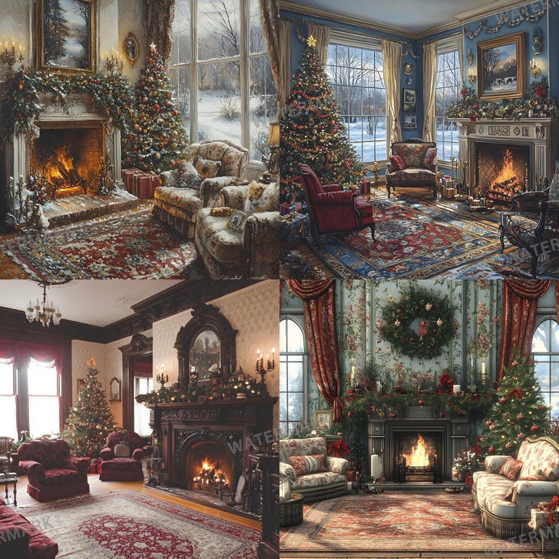 20 Victorian Winter Backdrops - Elegant Christmas Digital Backgrounds ...