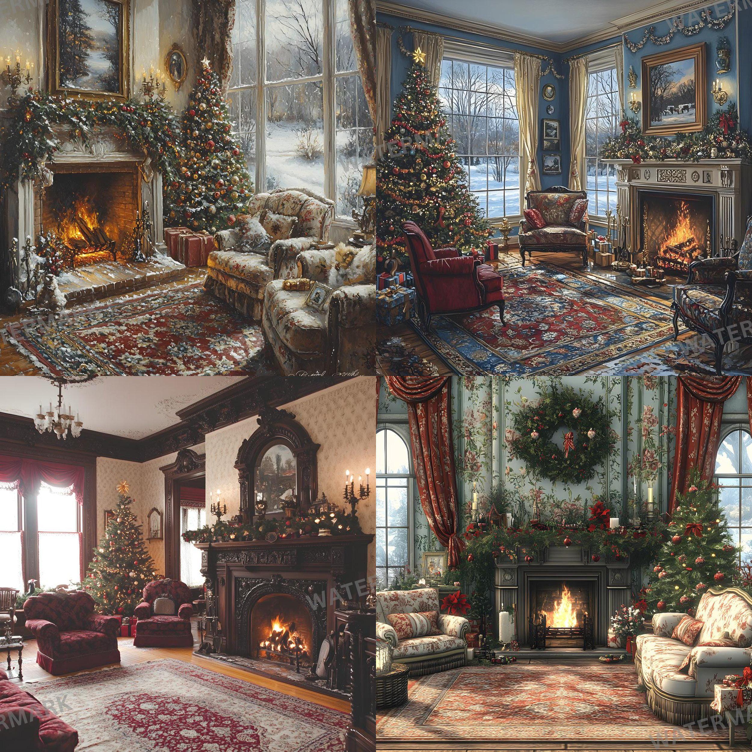 20 Victorian Winter Backdrops - Elegant Christmas Digital Backgrounds ...