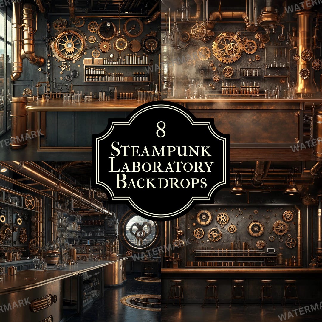 8 Steampunk Laboratory Backdrops - Vintage Industrial Photography ...