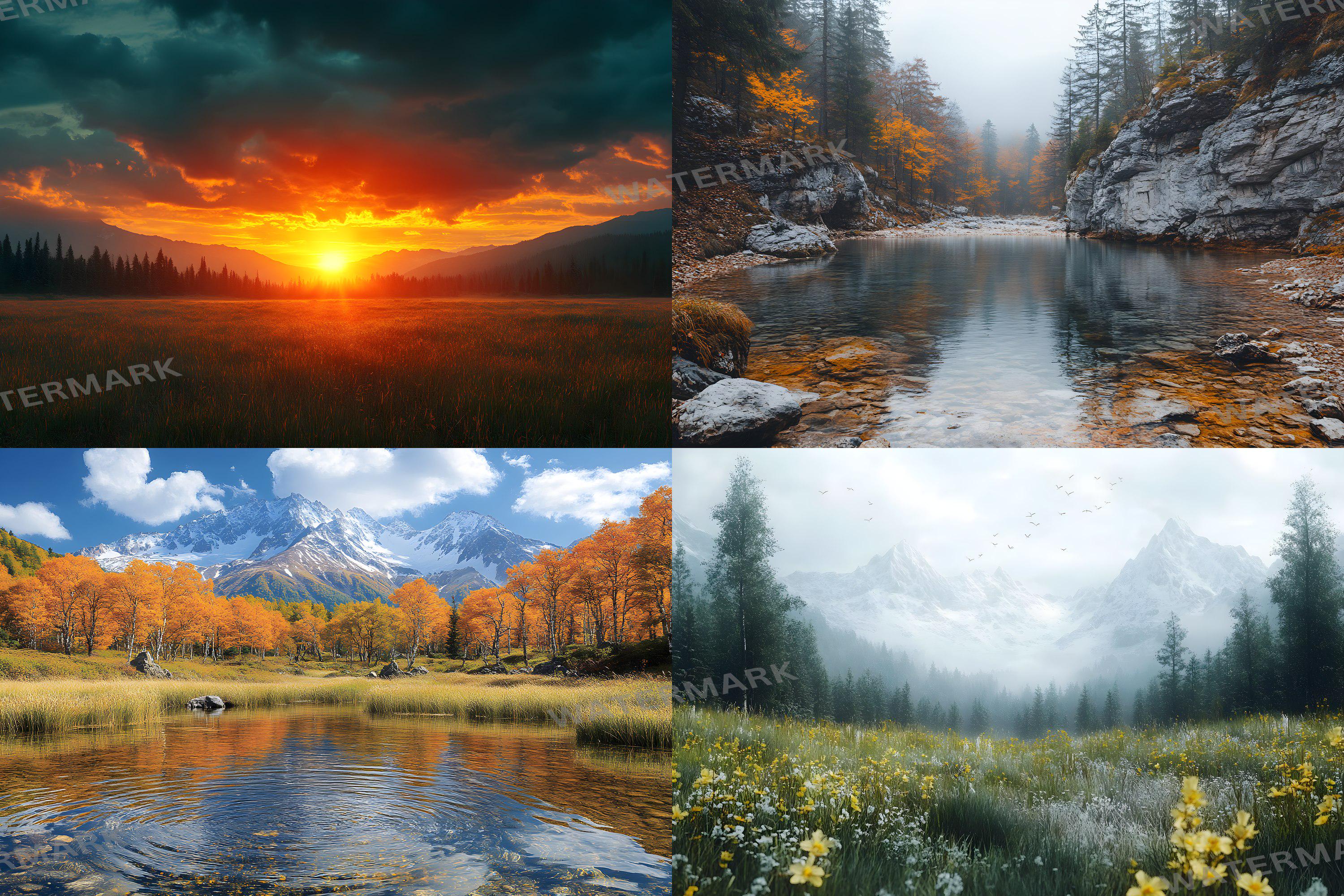100 Natural Landscape Backdrops | Sunset Lake Digital Backgrounds ...