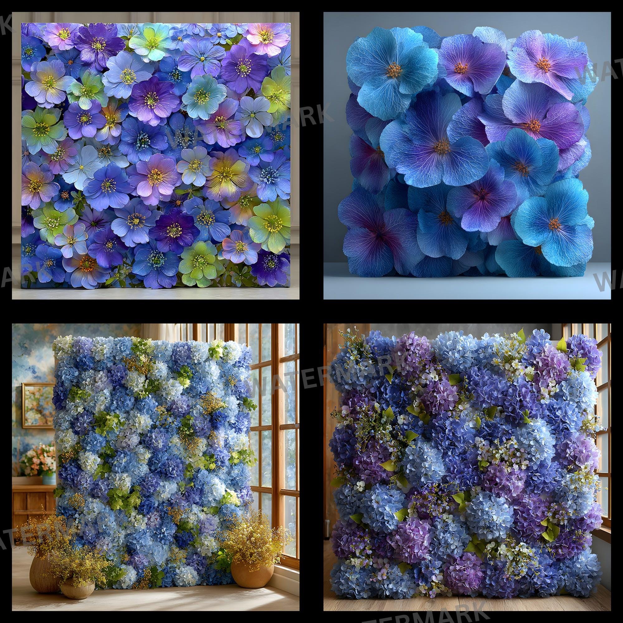 Blue Hydrangea Flower Wall Digital Backdrop, Floral Photography ...