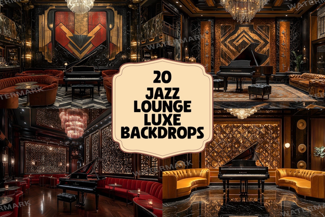 Art Deco Jazz Lounge Backdrops | Luxe Piano Bar Interior (20 Jpgs) - Etsy