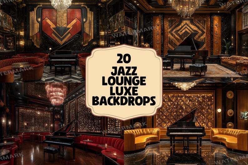 20 Jazz Lounge Luxe Backdrops | Art Deco Luxury Piano Backgrounds ...