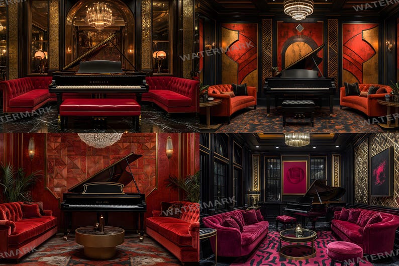 Art Deco Jazz Lounge Backdrops | Luxe Piano Bar Interior (20 Jpgs) - Etsy