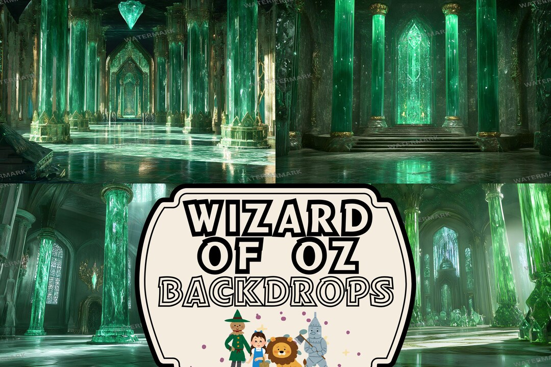 Emerald City Wizard of Oz Digital Backgrounds | Fantasy Green Cityscape ...
