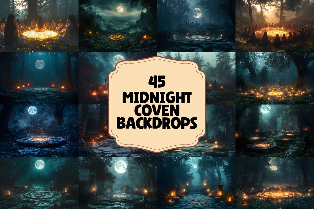 45 Midnight Coven Backdrops, Digital Backgrounds | Moon Backdrop and ...