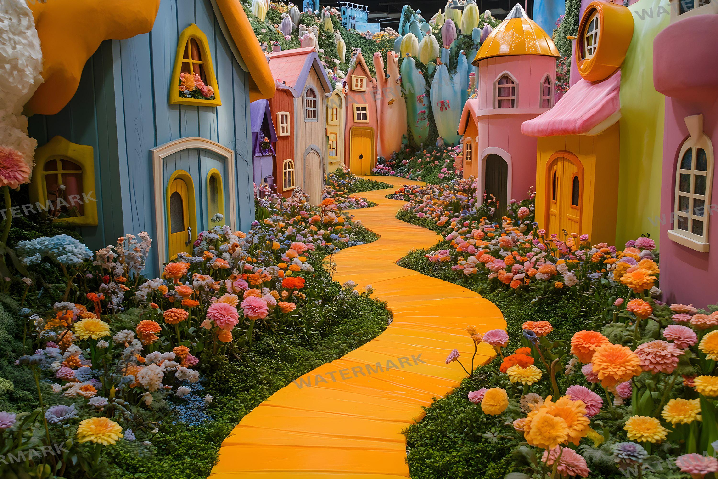 Munchkinland Photography Backdrops – Wizard of Oz Village Scenes ...
