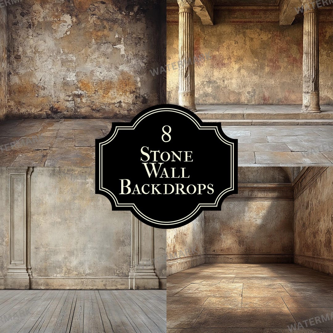 8 STONE WALL BACKDROPS Digital Backgrounds for Photography, Dark Moody ...