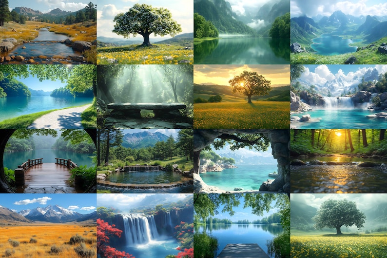 100 Natural Landscape Backdrops | Sunset, Lake, Mountains (digital ...