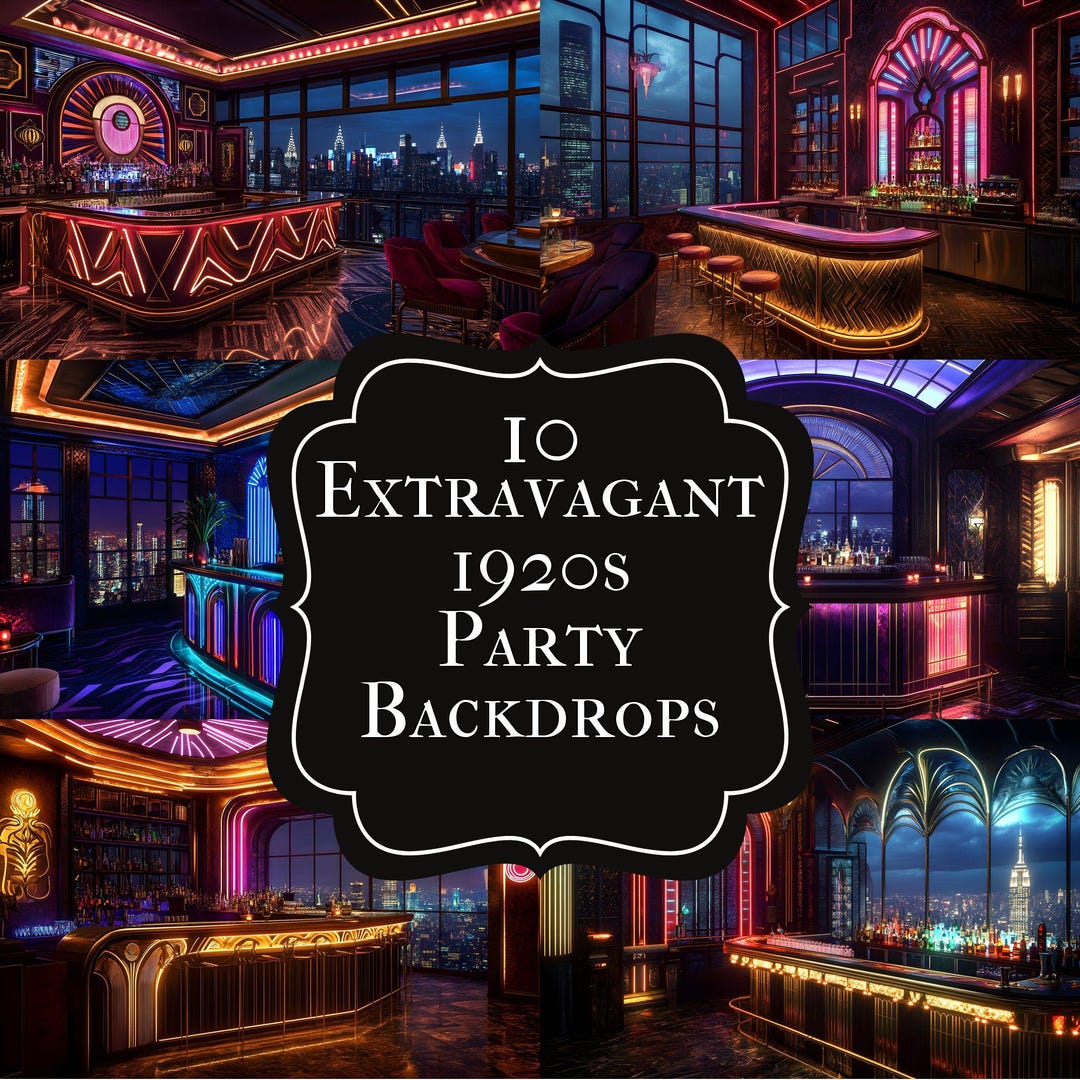 1920s Extravagant Party Digital Backdrop, Gatsby Background, Art Deco ...