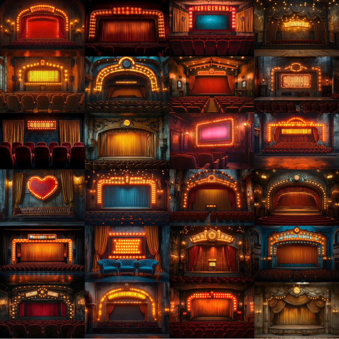 Vintage Cinema Hall Backdrops, Retro Movie Theater Backgrounds ...
