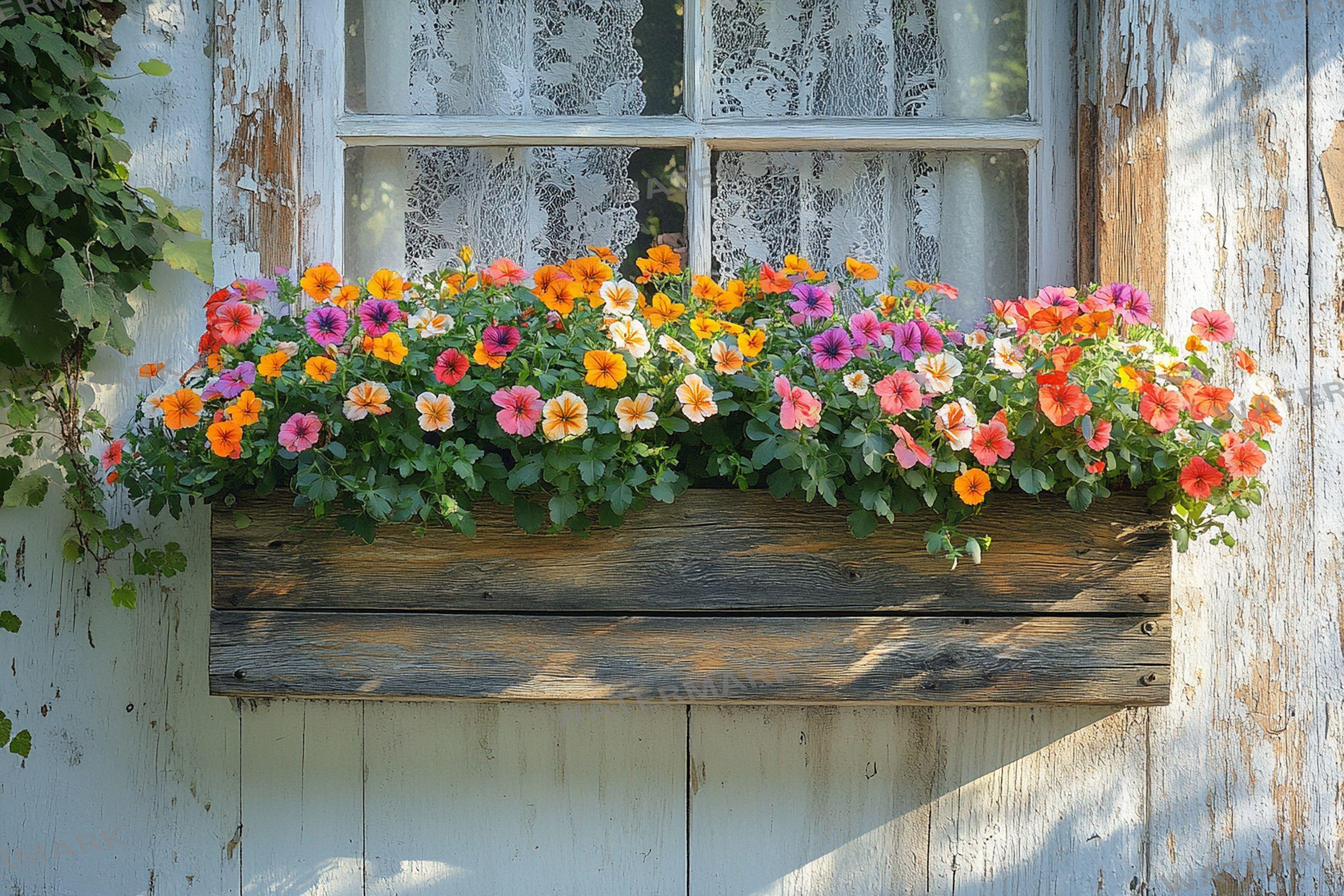 Vintage Window Box Digital Background, Rustic Farmhouse Photo Overlay ...