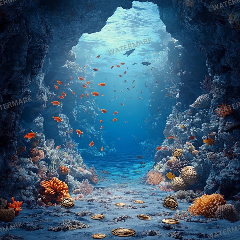 8 UNDERWATER CAVE BACKDROPS Digital Backgrounds for Photography ...