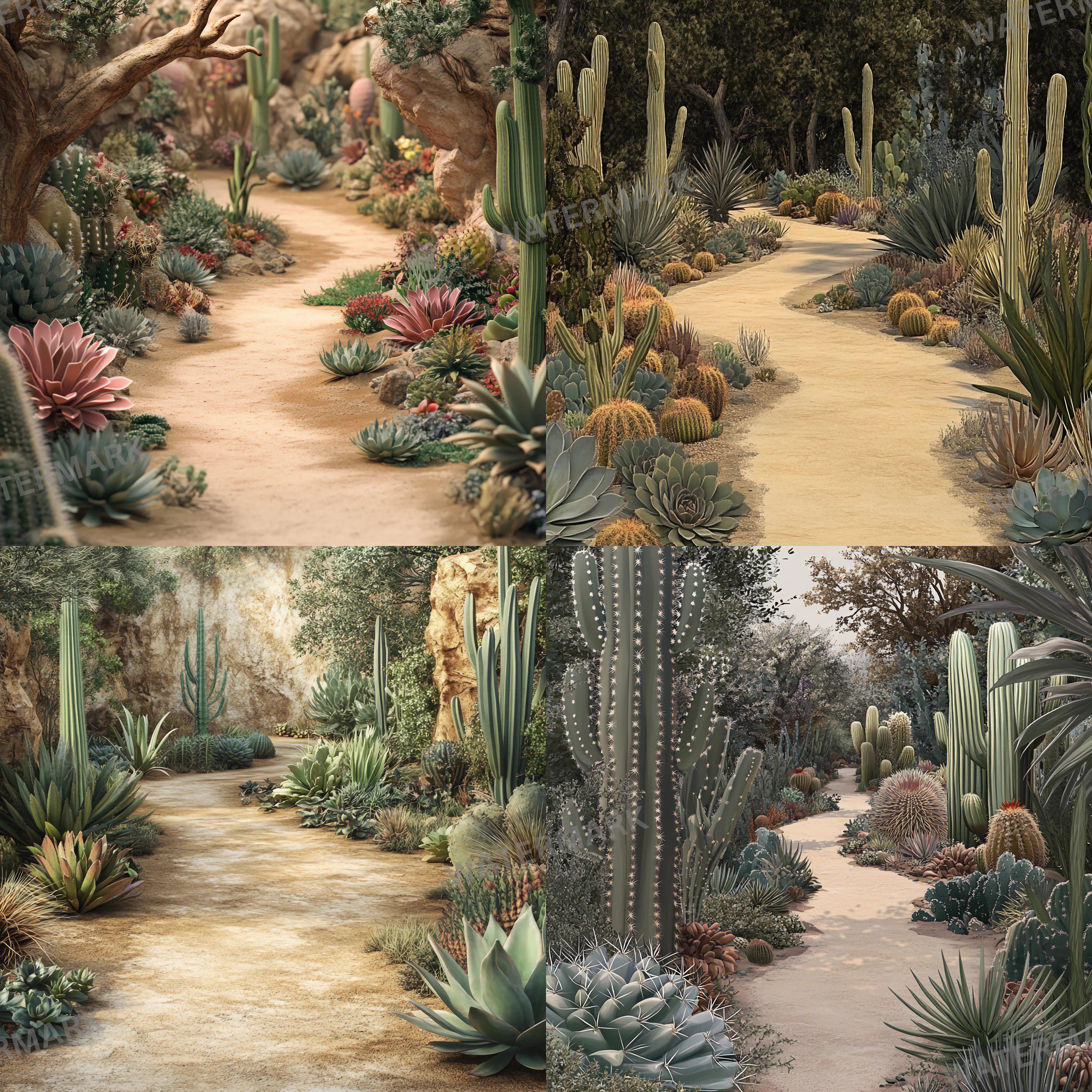 Desert Botanical Photography Backdrops – Cactus Garden Scenes (8 Jpgs ...