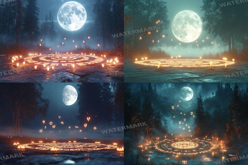 Full Moon Ritual Backdrops - Moonlight Photography Backgrounds ...
