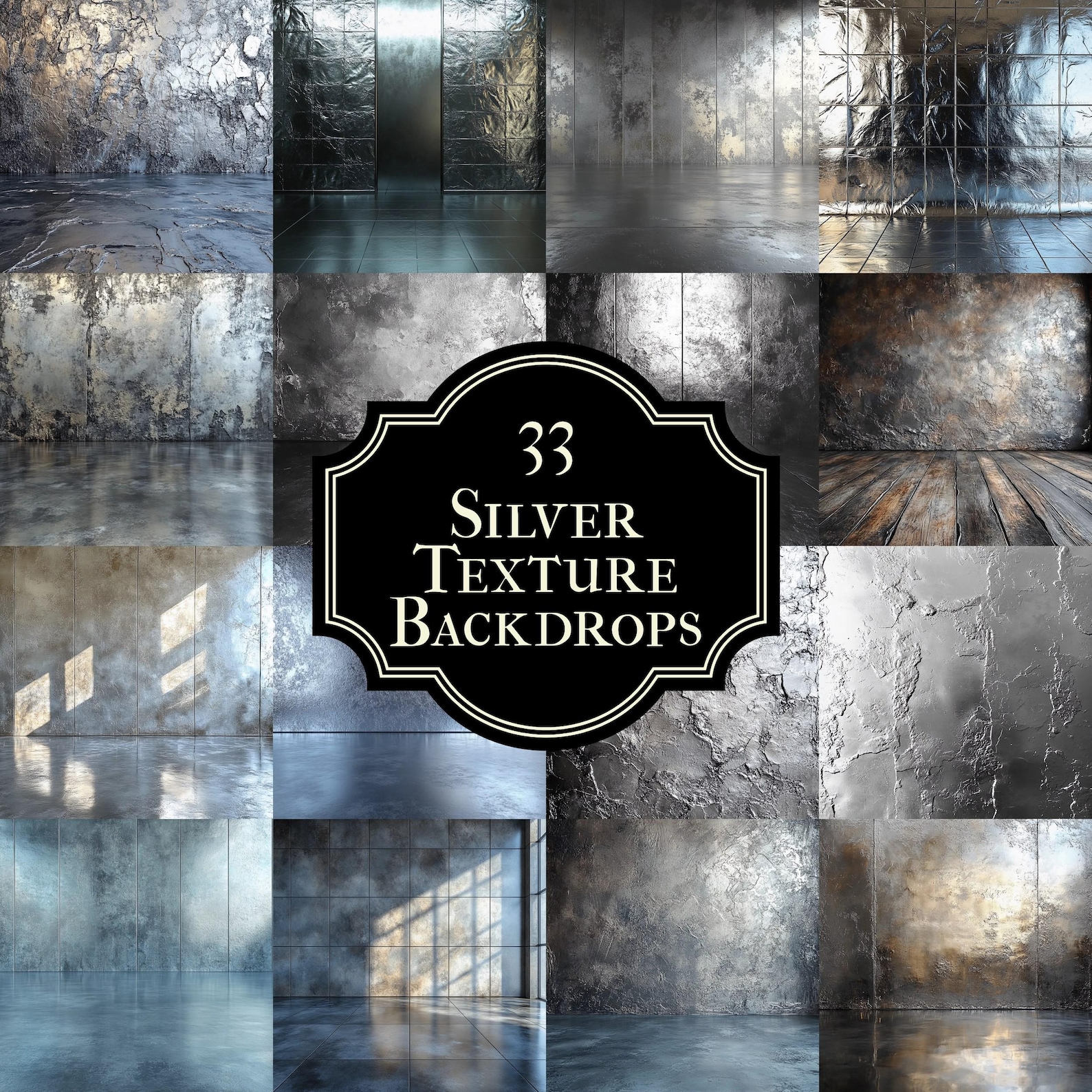 Silver Texture Photography Backdrops – 33 High-res JPG Overlays - Etsy