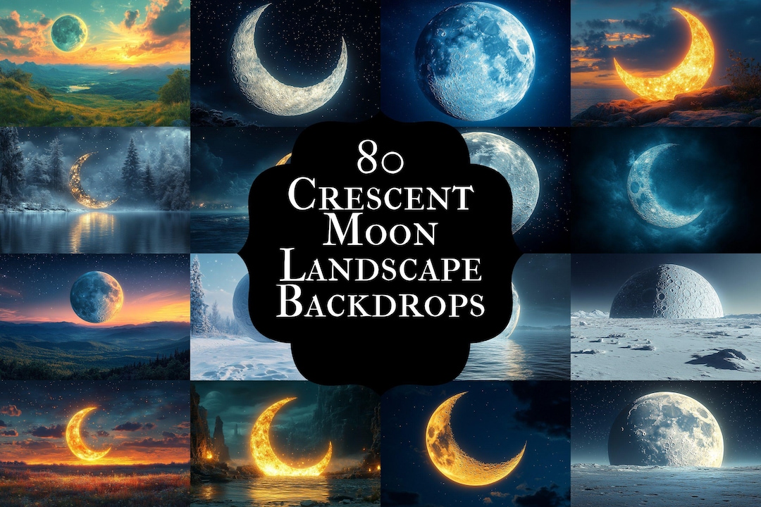 Crescent Moon Backdrop: 80 Jpgs for Fantasy Sky Photo Editing ...