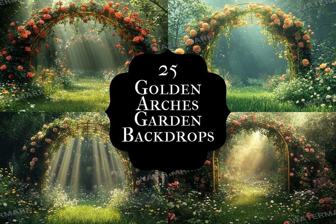 Floral Archway Digital Backdrops: Garden Wedding Photo Overlays (25 ...
