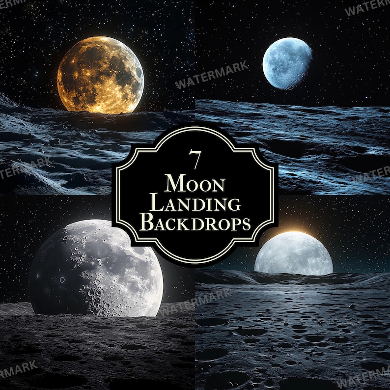 7 Moon Landing Backdrops for Photoshop Composites & Digital Overlays ...