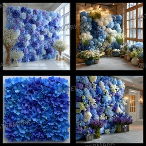 Blue Hydrangea Flower Wall Digital Backdrop, Floral Photography ...