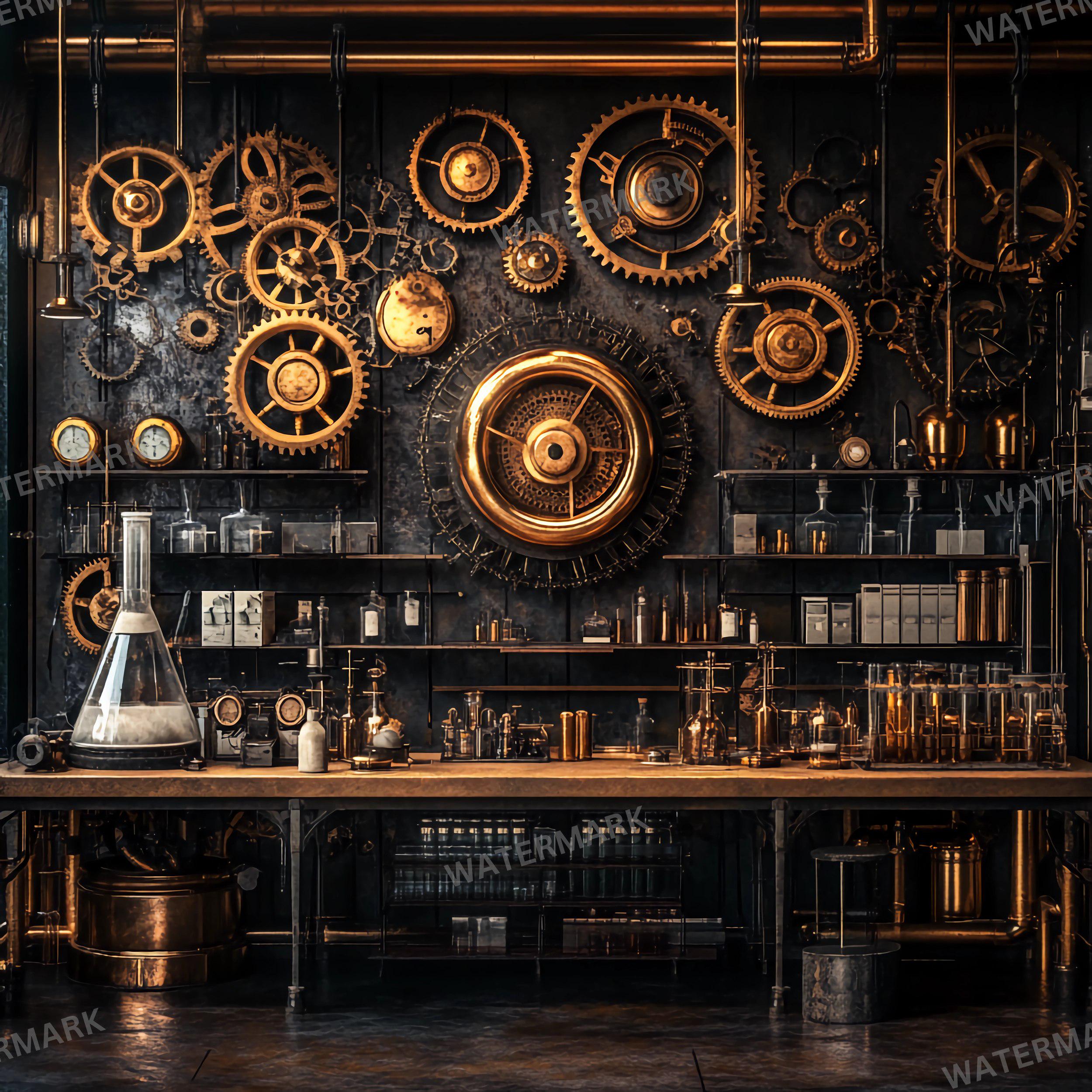 8 Steampunk Laboratory Backdrops - Vintage Industrial Photography ...
