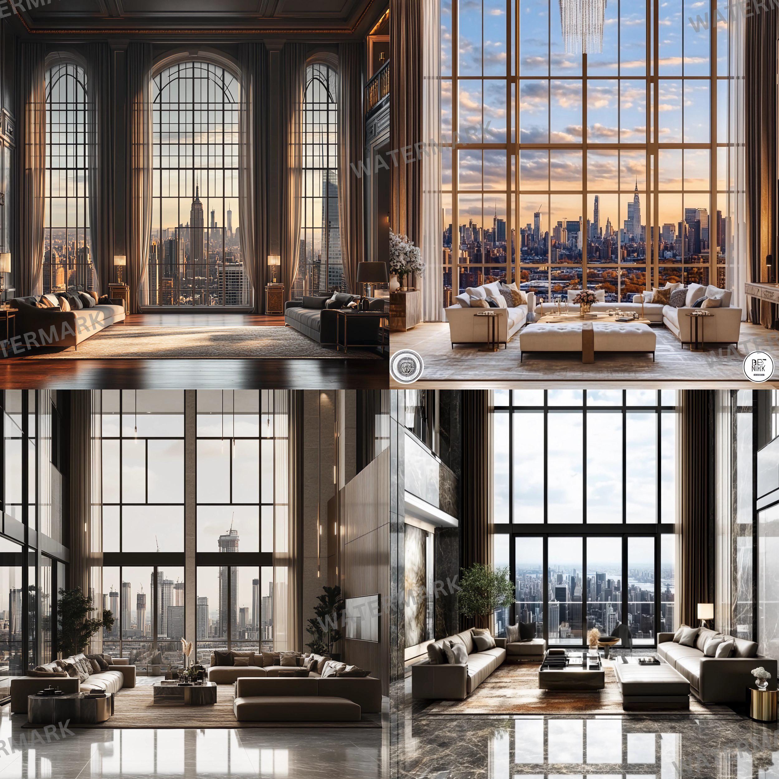 8 High-rise Apartment Backdrops, Luxury City Views, Modern Interior ...