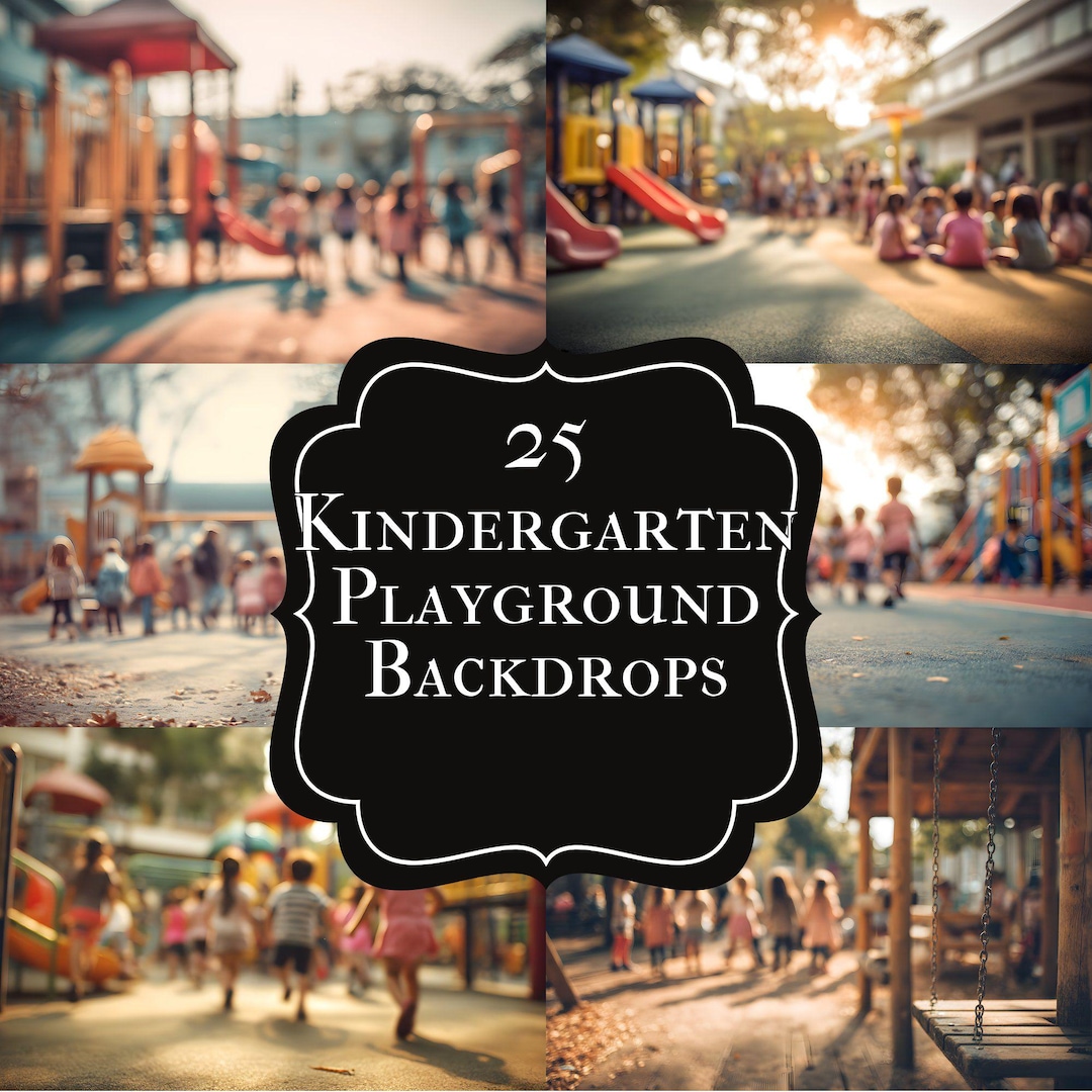 Kindergarten Playground Digital Backdrop, Children Playing Background ...