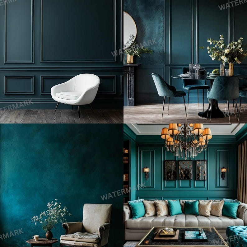8 Turquoise Room Backdrops | Moody Interior Digital Backgrounds With ...