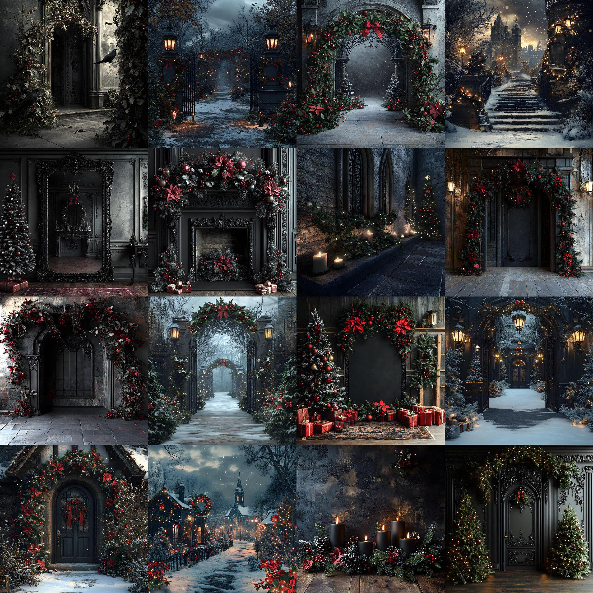 Gothic Christmas Backdrop, Digital Backdrop, Master Overlays, Gothic ...