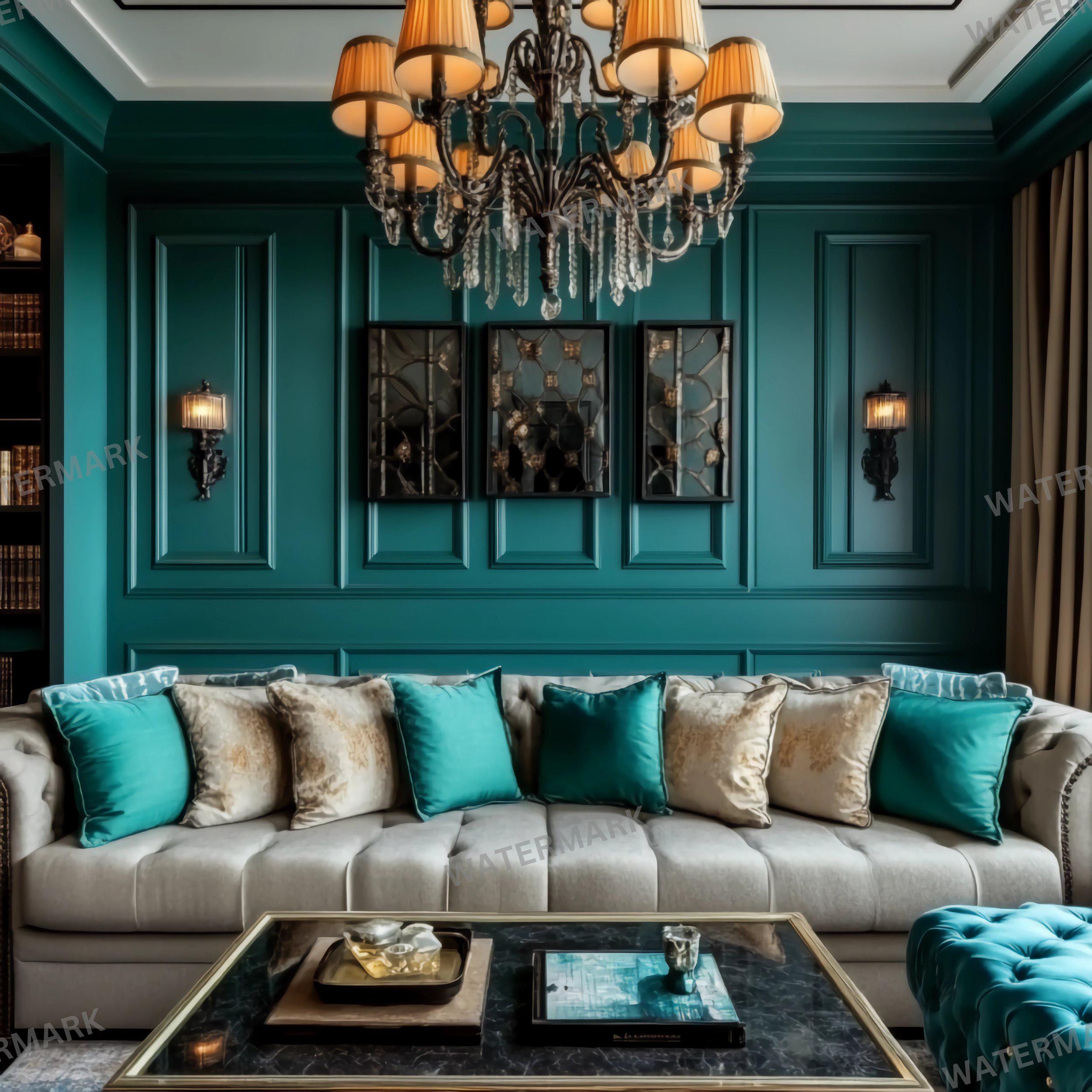 8 Turquoise Room Backdrops | Moody Interior Digital Backgrounds With ...