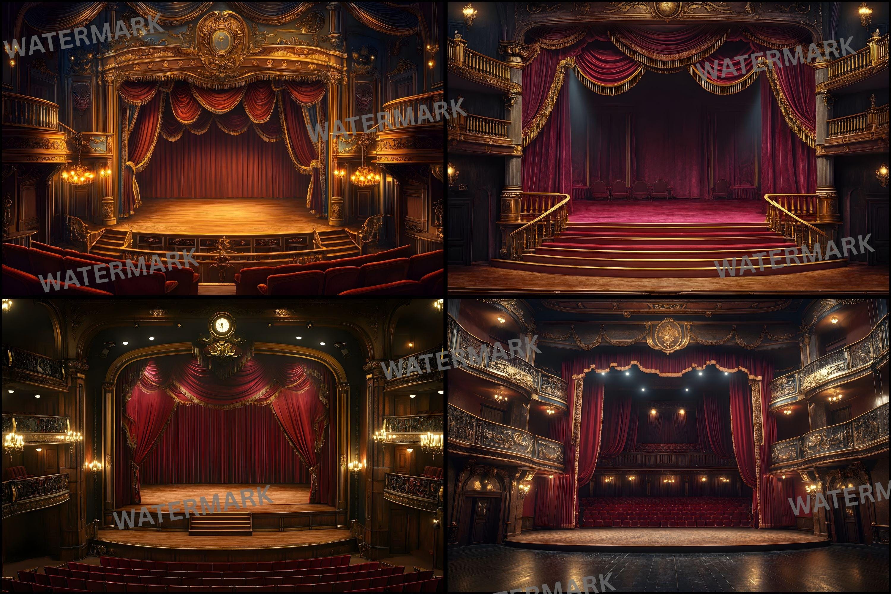 Opulent Opera House Digital Backdrop, Grand Theater Background for ...
