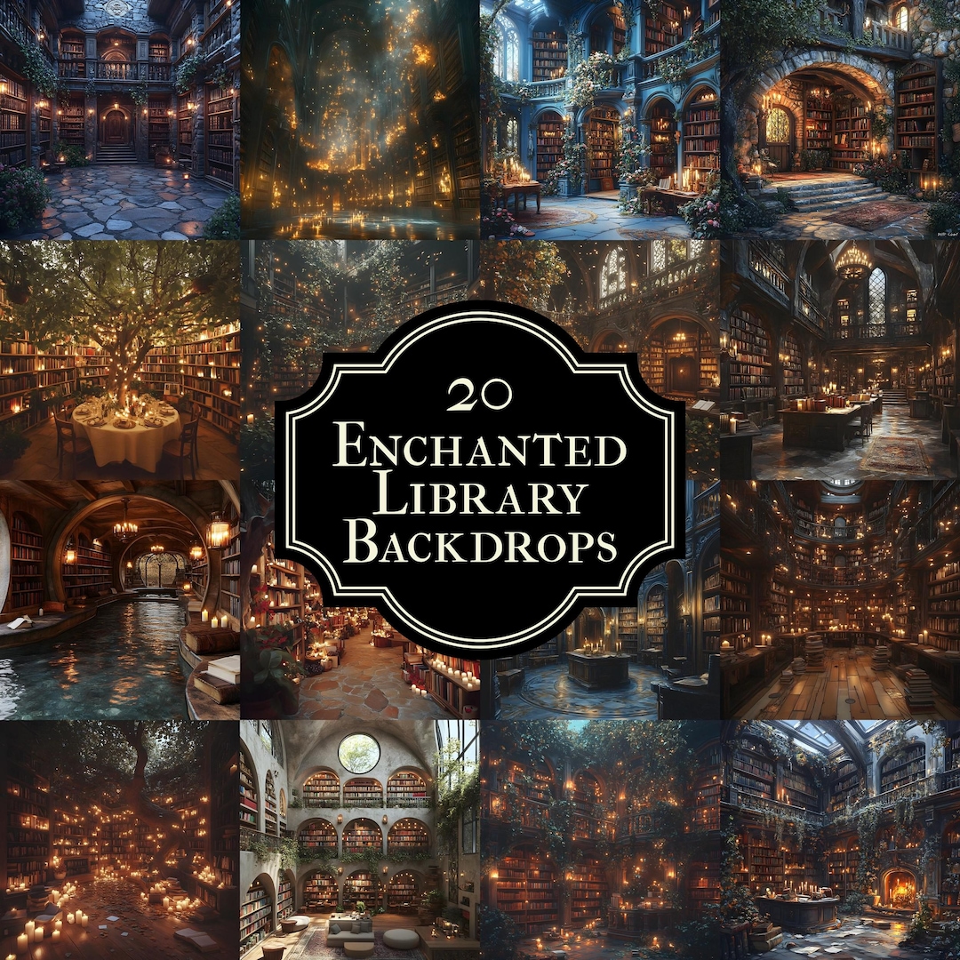 20 Enchanted Library Backdrops - Magical Backgrounds, Photoshop, Master ...