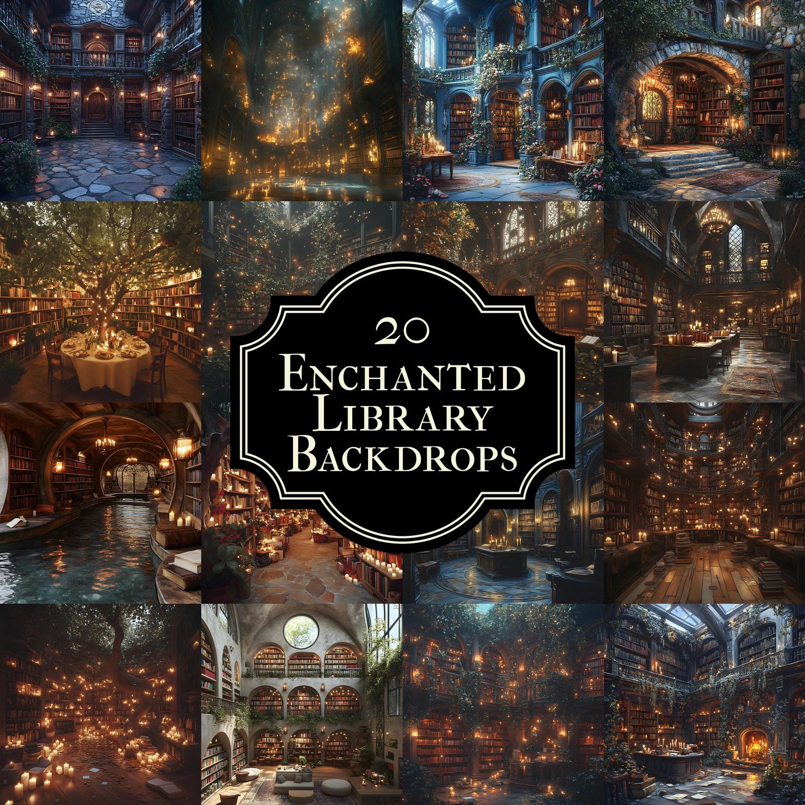 20 Enchanted Library Backdrops - Magical Backgrounds, Photoshop, Master ...