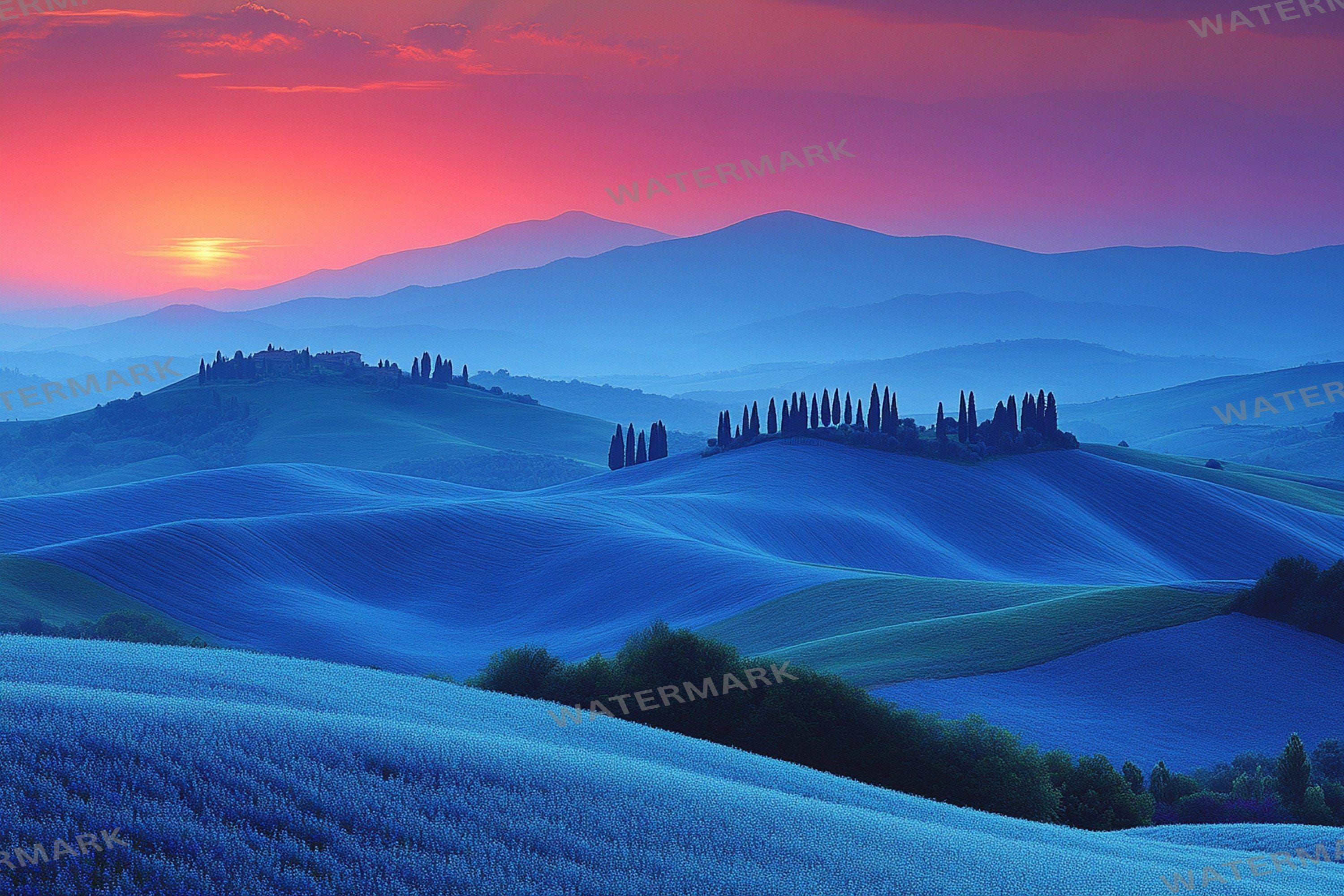 Sunset Rolling Hills Digital Backdrop - Sunset Rolling Hills Backdrop ...