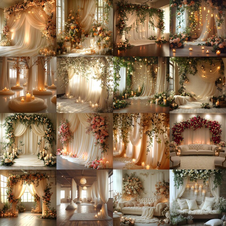 15 Intimate Wedding Backdrops - Romantic Digital Backgrounds for ...