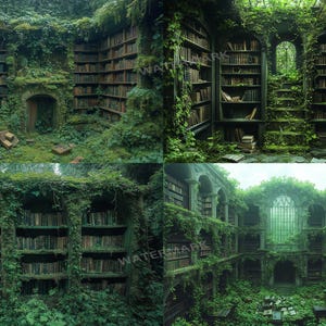 Forgotten Library Secrets Overlay – Mysterious Old-world Backgrounds ...