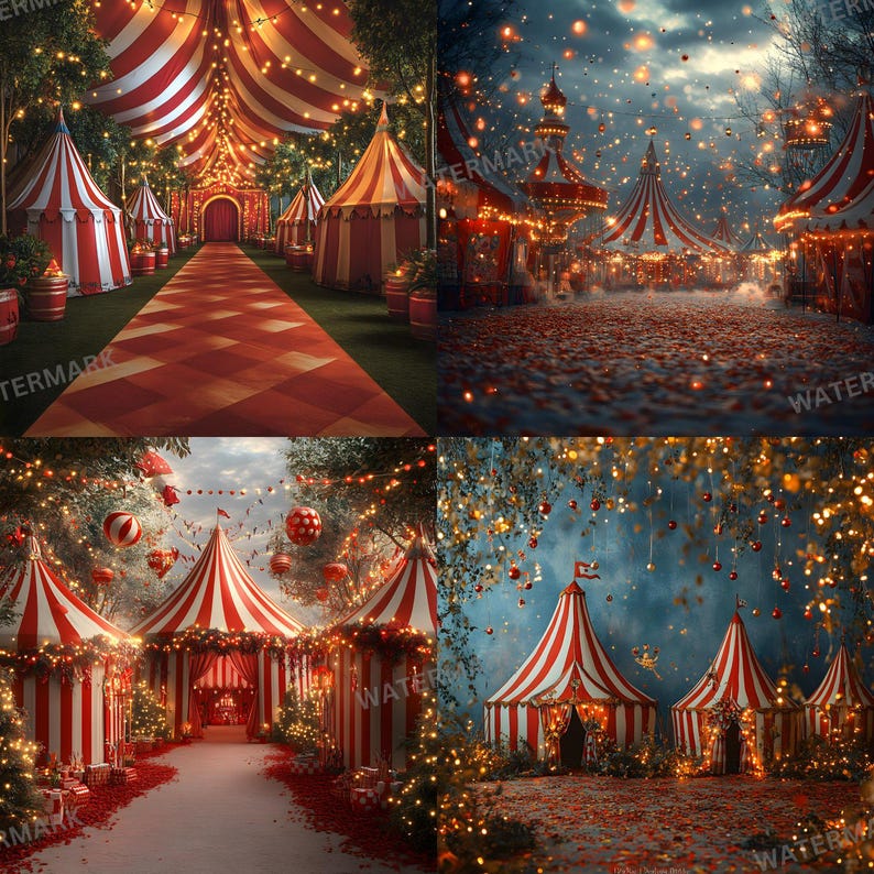 25 Circus Carnival Backgrounds - Photoshop Master Overlays, Fair ...