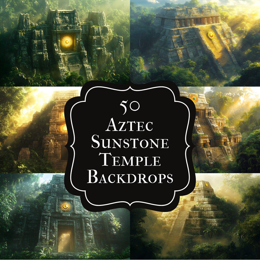 Aztec Sunstone Temple Digital Backdrop Bundle, Ancient Ruins ...
