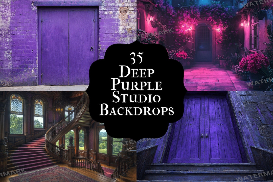 Deep Purple Studio Backdrops, Textured Grunge Overlays (digital ...