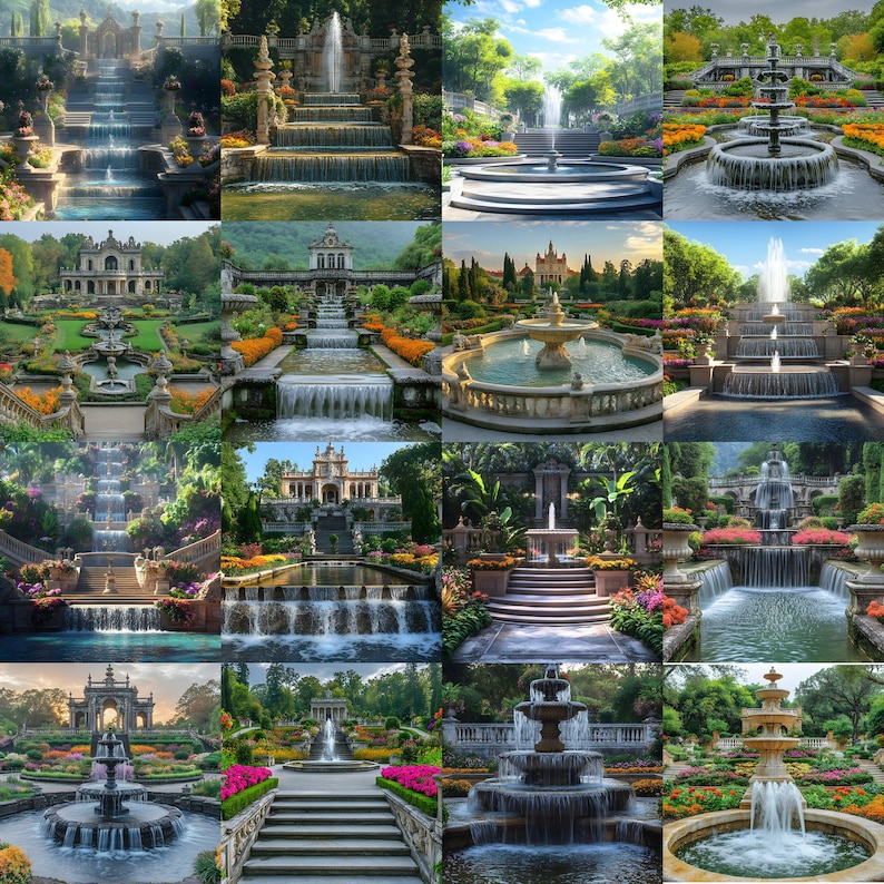 Grand Baroque Garden Digital Backdrop, Photography Background, Ornate ...