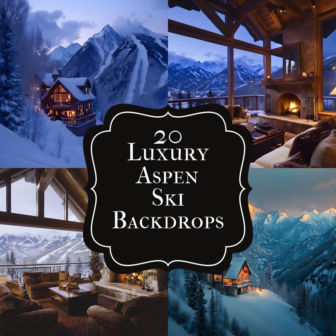 Aspen Chalet Digital Backdrop for Ski Lodge Photography Cozy Winter ...